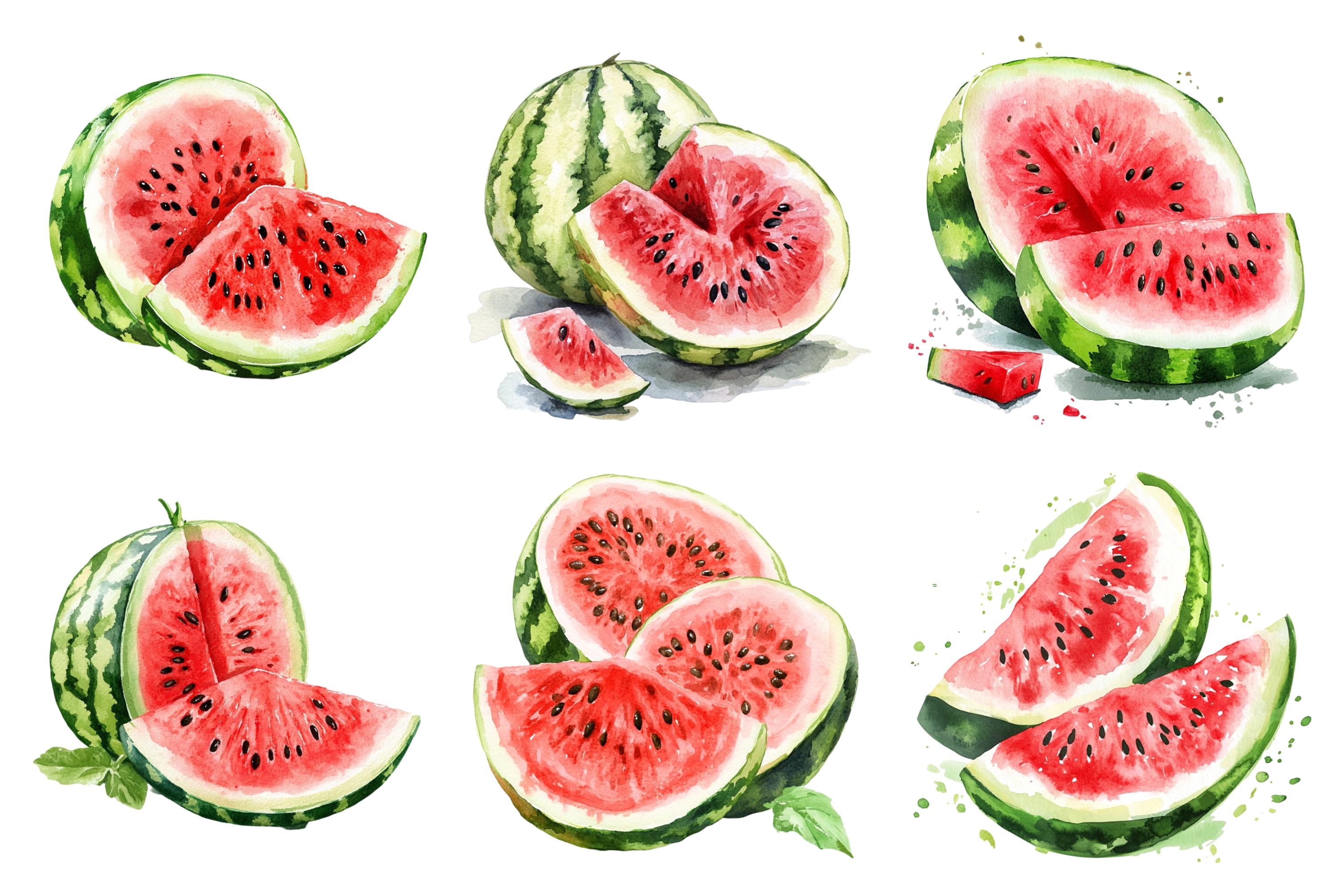 Watercolor Watermelon Clipart, Watermelon Png Bundle, Fruit Clip Art ...
