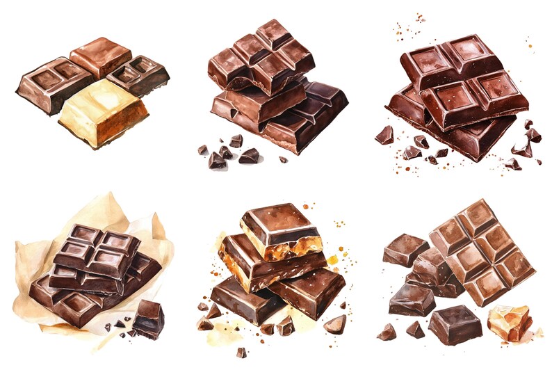 Watercolor Chocolate Clipart Bundle, Chocolate Png, Dessert Clip Art ...