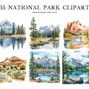 Watercolor National Park Clipart Bundle, National Park Png, Clip Art ...