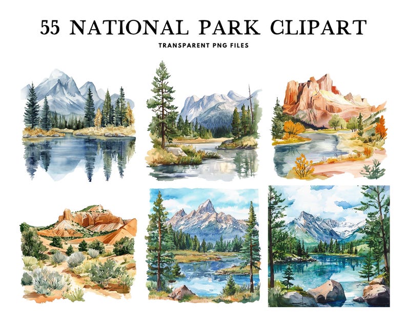 Watercolor National Park Clipart Bundle, National Park Png, Clip Art ...