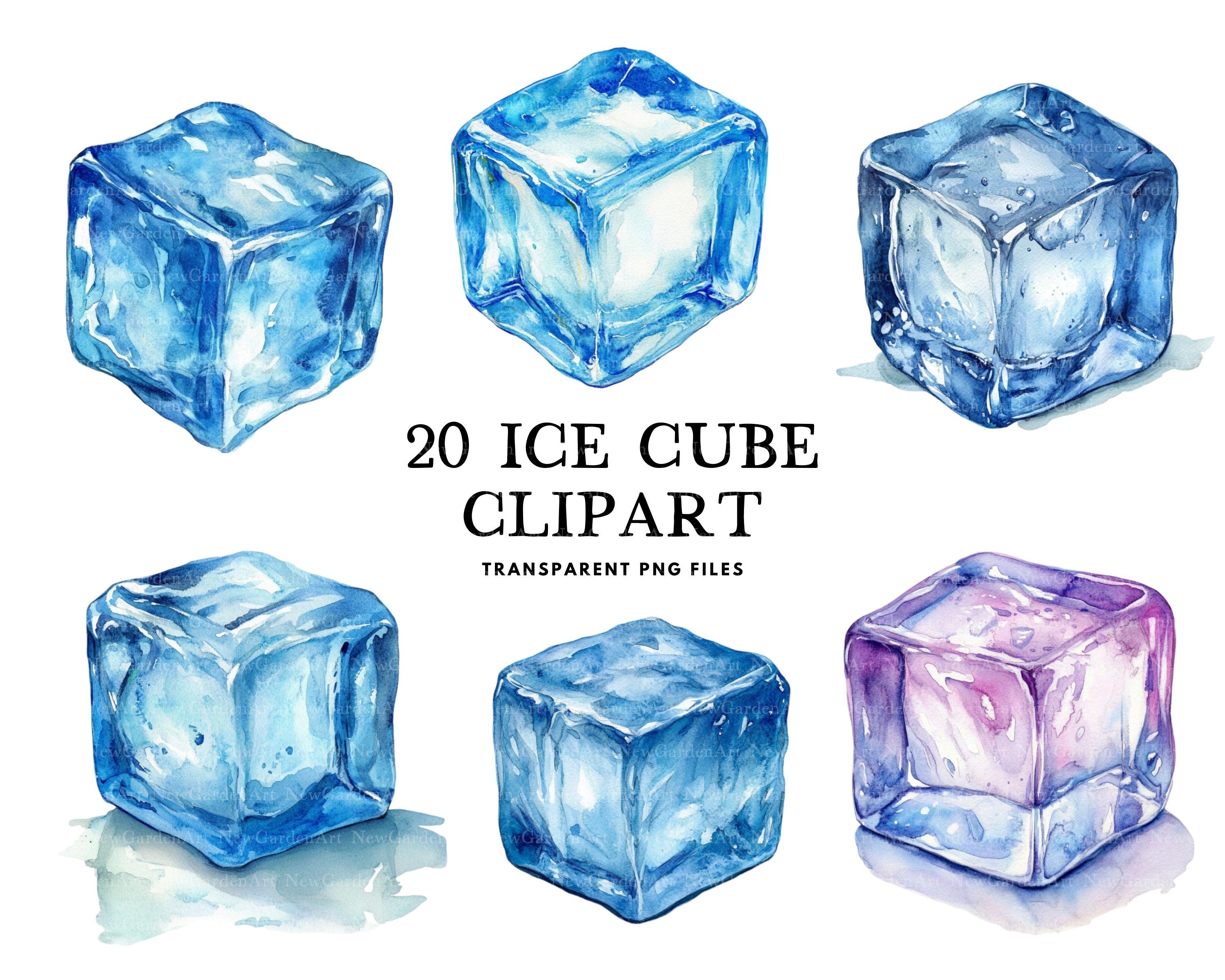 Watercolor Ice Cube Clipart Bundle, Ice Cube Png, Ice Cubes Cool Drink ...
