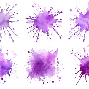 Watercolor Purple Splash Clipart, Png Bundle, Clip Art, Illustration ...