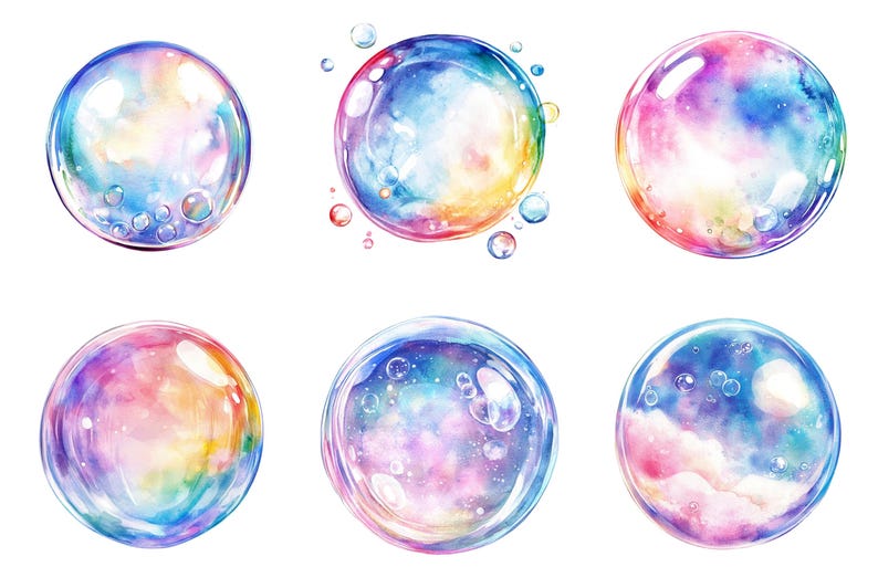 Watercolor Soap Bubble Clipart, Png Bundle, Clip Art, Illustration ...