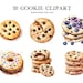 Watercolor Cookie Clipart Bundle, Cookie Png, Chocolate Chip Cookie ...