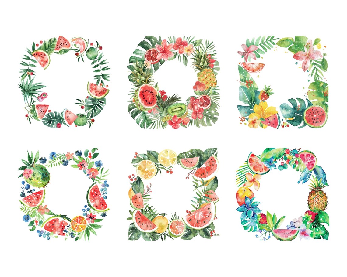 Watercolor Summer Frame Clipart, Summer Frame Png Design File, Beach ...