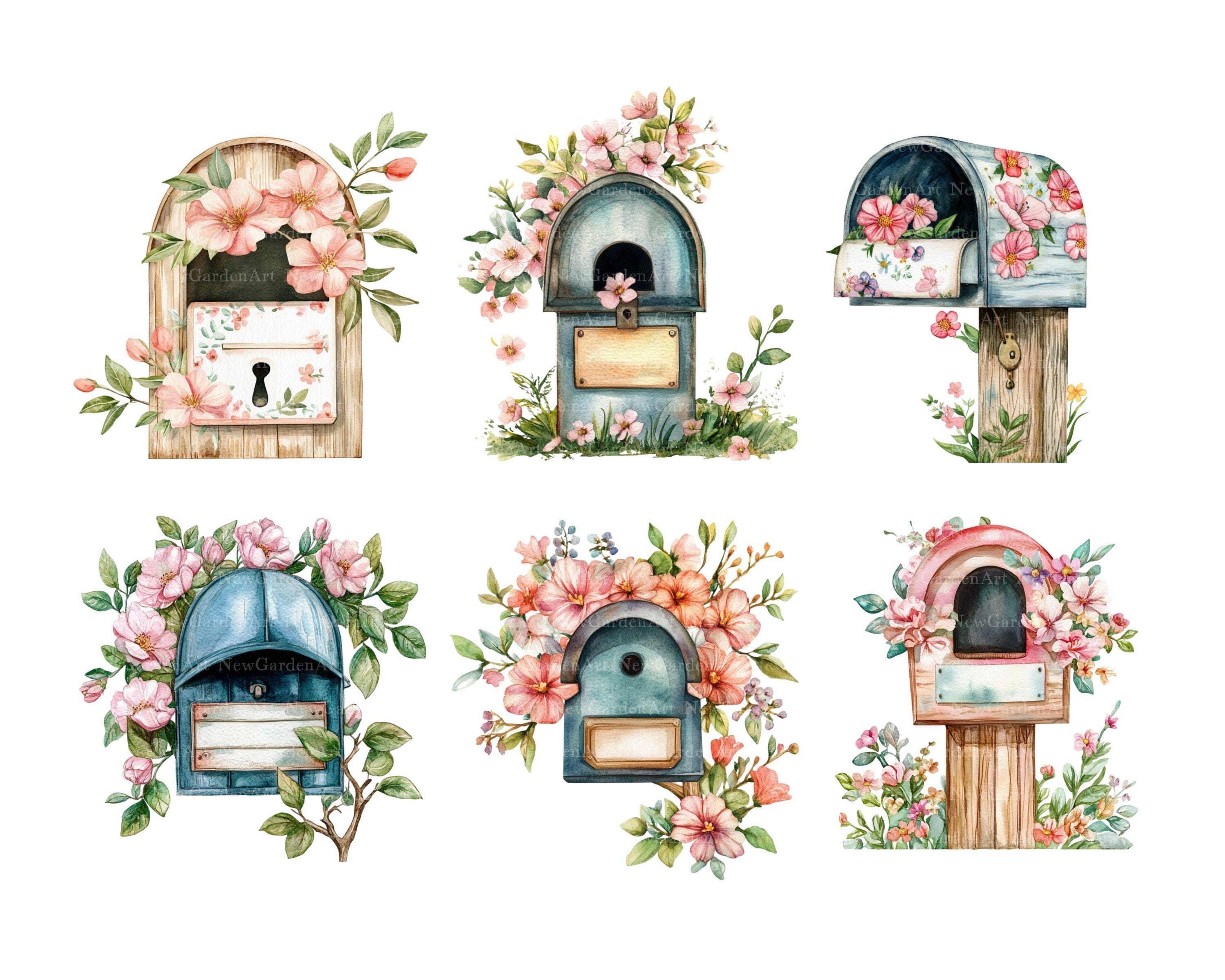 Watercolor Mailbox Clipart Bundle, Mailbox Png, Postbox Clip Art ...