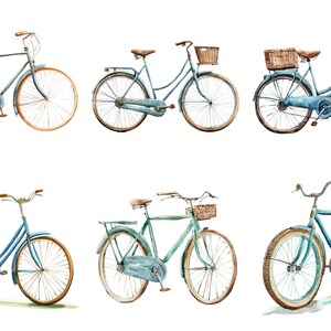 Watercolor Retro Bicycle Clipart, Png Bundle, Vintage Clip Art, Antique ...