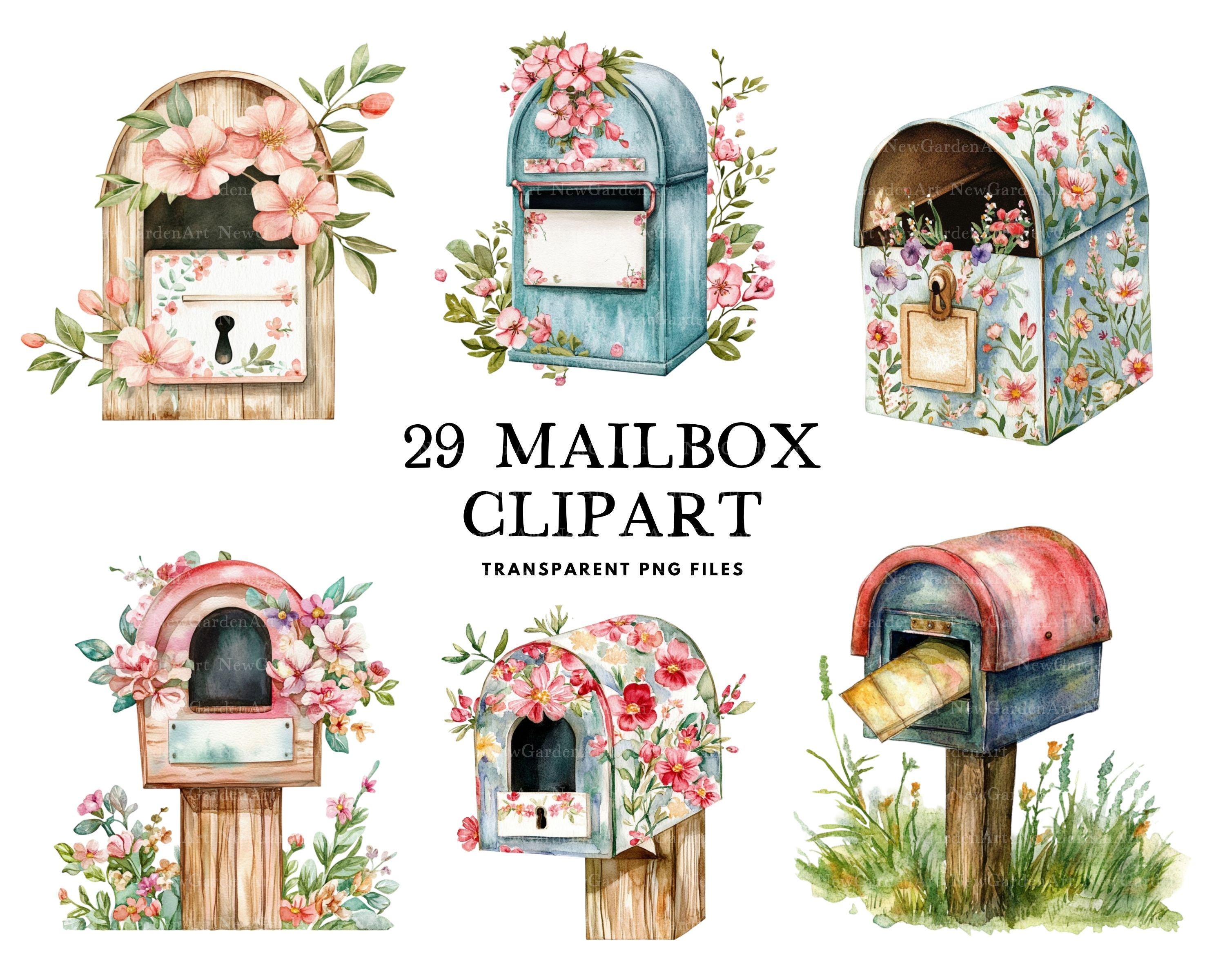 Watercolor Mailbox Clipart Bundle, Mailbox Png, Postbox Clip Art ...