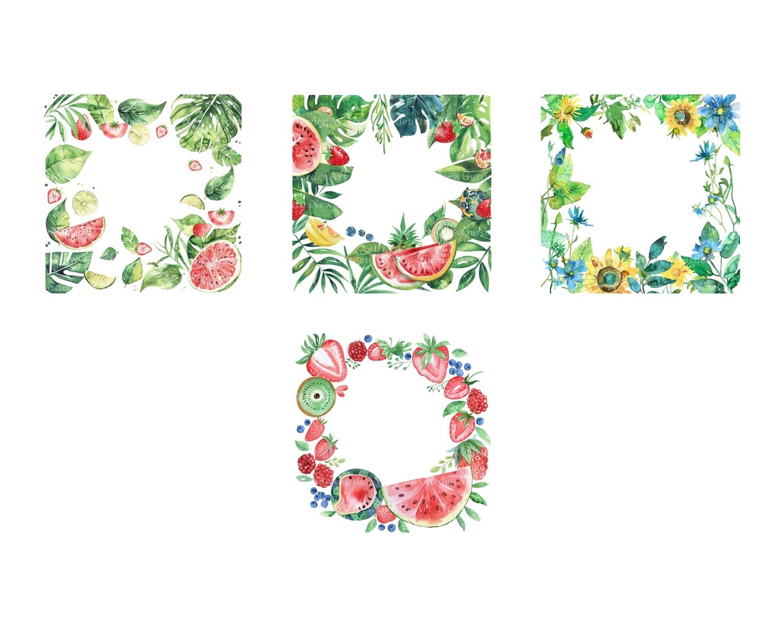 Watercolor Summer Frame Clipart, Summer Frame Png Design File, Beach ...