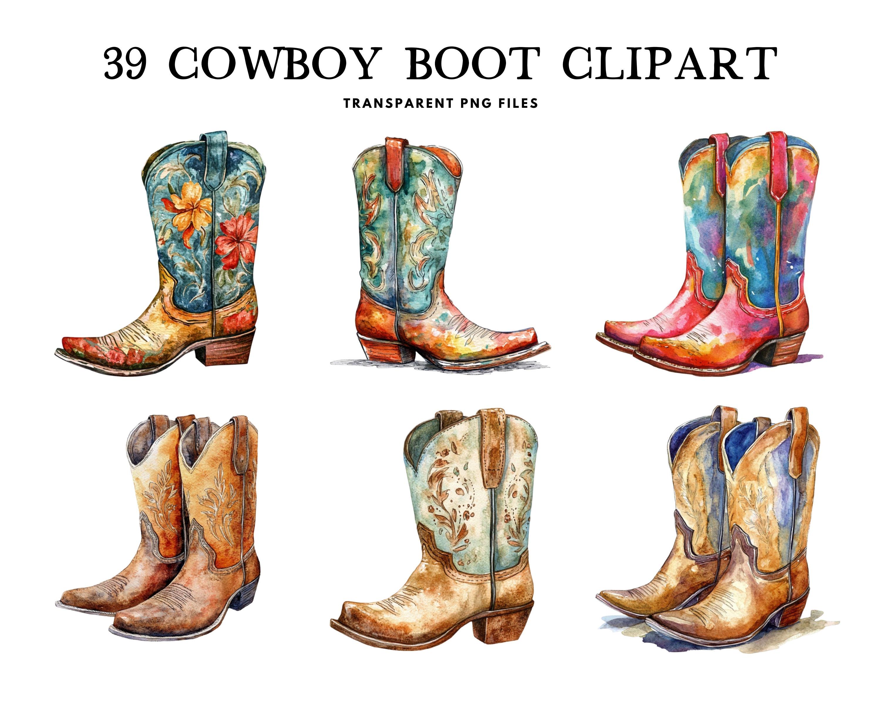 Watercolor Cowboy Boot Clipart Bundle, Cowboy Boot Png, Boot Clip Art ...