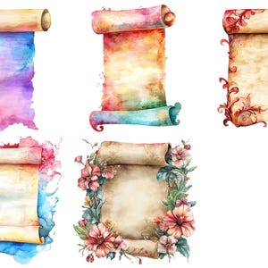 Watercolor Paper Scroll Clipart, Png Bundle, Vintage Clip Art, Antique ...