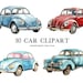 Watercolor Car Clipart Bundle, Car Png, Vintage Car Clip Art, Retro Car ...