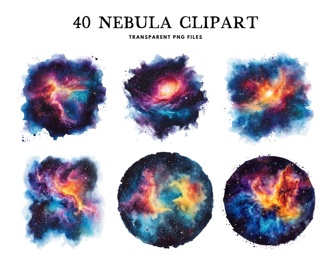 Watercolor Nebula Clipart, Png Bundle, Space Clip Art, Astronomy ...