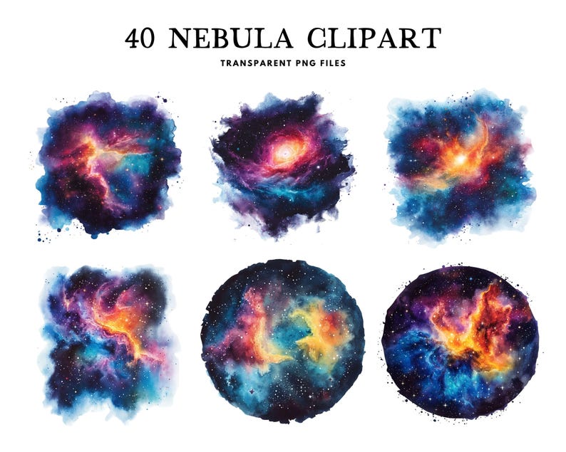 Watercolor Nebula Clipart, Png Bundle, Space Clip Art, Astronomy ...
