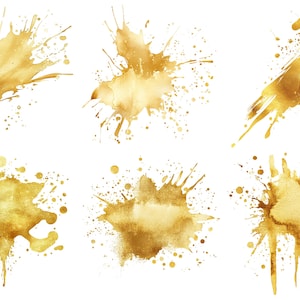 Watercolor Gold Splash Clipart, Png Bundle, Clip Art, Illustration, Ink ...