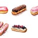 Watercolor Eclair Clipart Bundle, Eclair Png, Éclair Clip Art, French ...