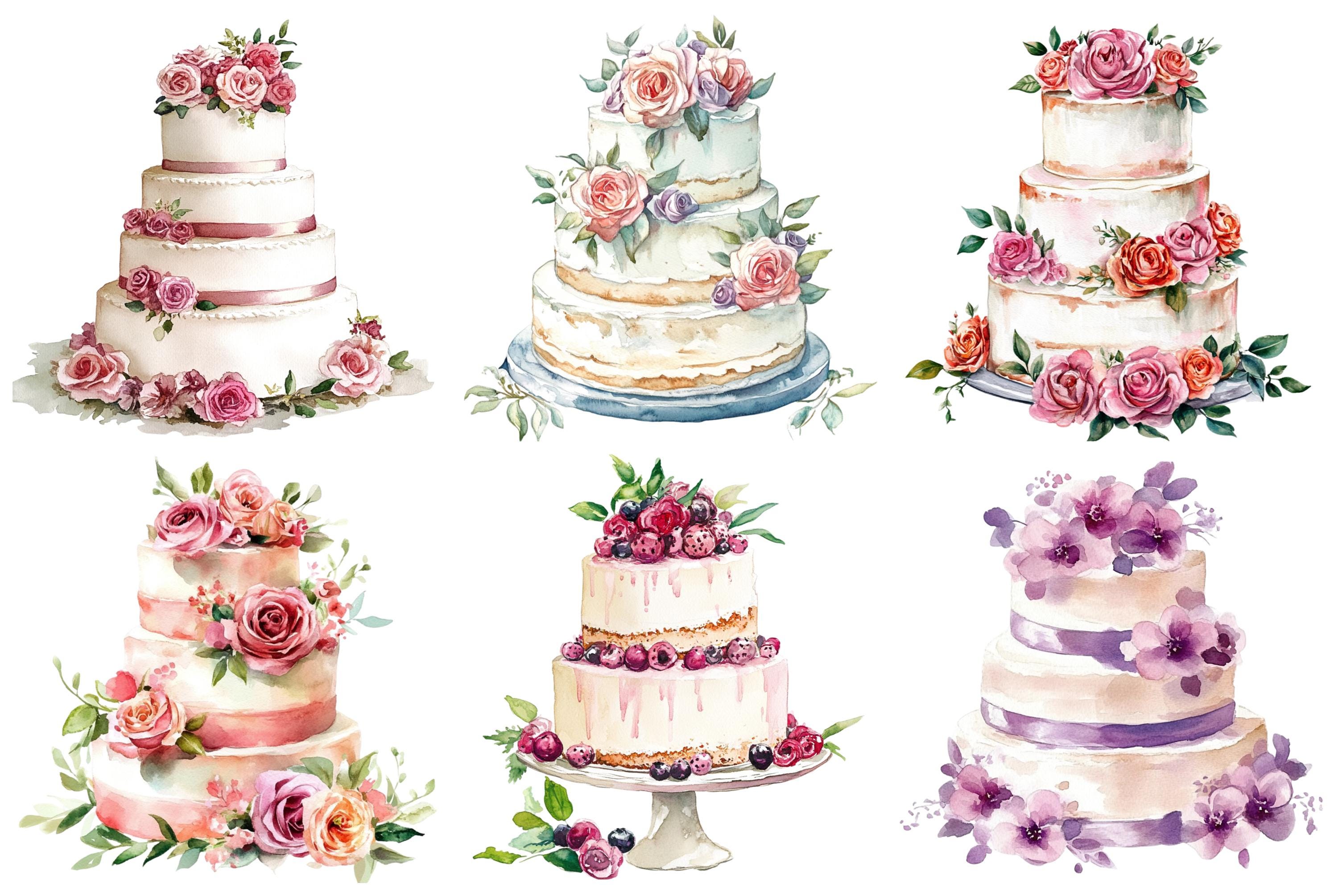 Watercolor Wedding Cake Clipart Bundle, Wedding Cake Png, Cake Clip Art ...