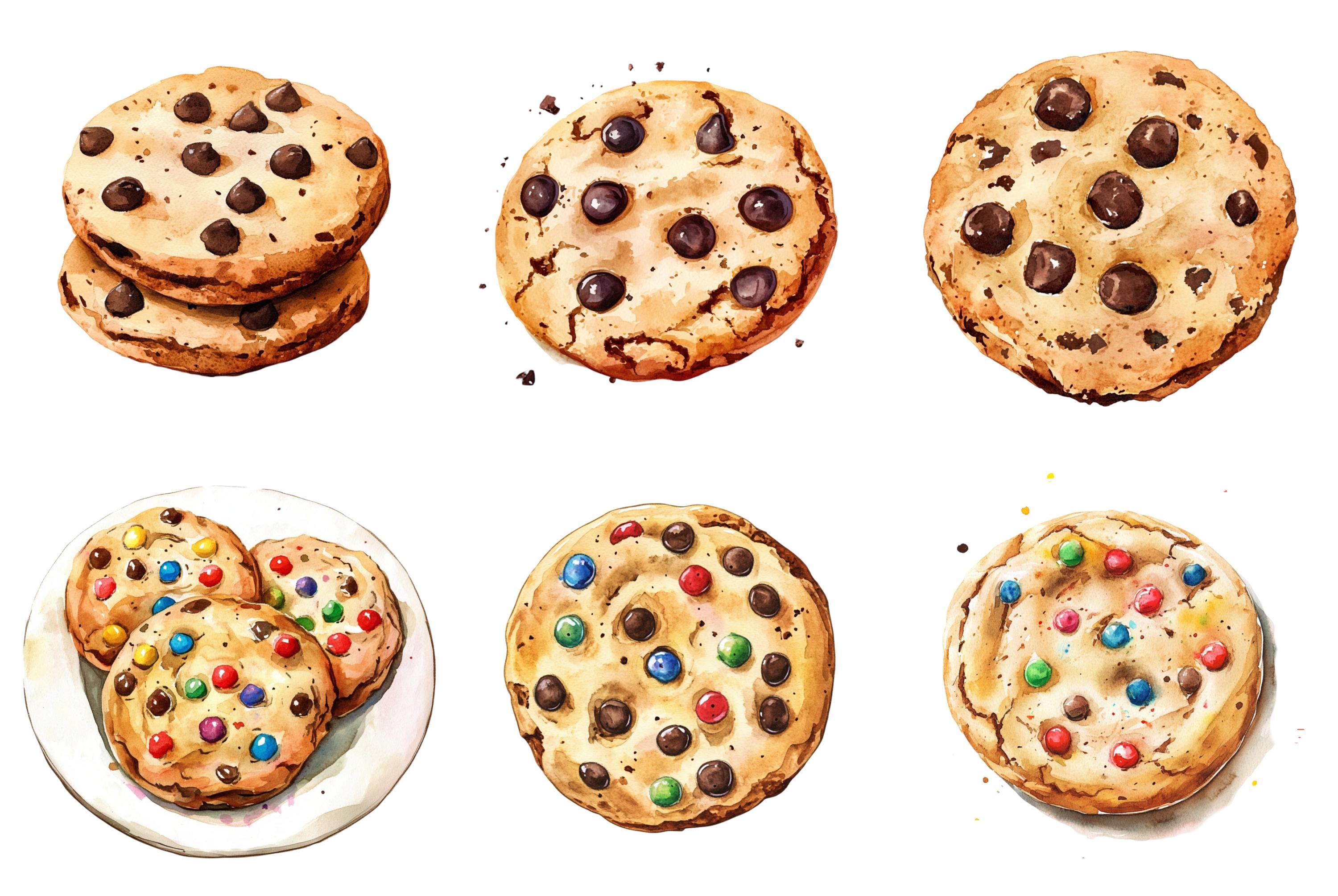 Watercolor Cookie Clipart Bundle, Cookie Png, Chocolate Chip Cookie ...