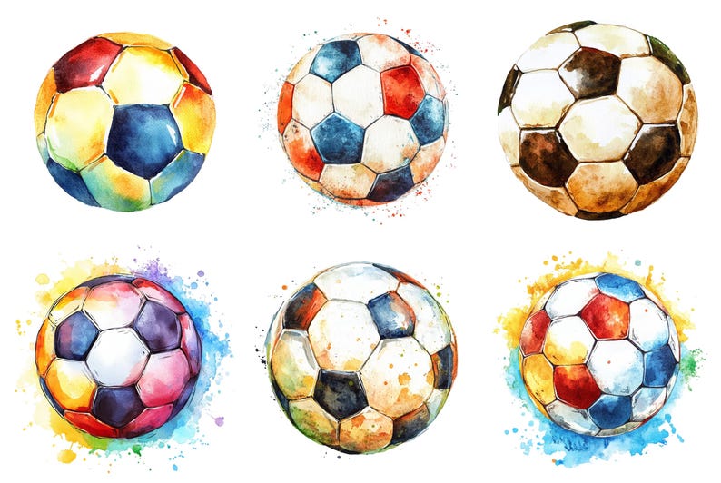Watercolor Soccer Ball Clipart, Png Bundle, Clip Art, Illustration ...