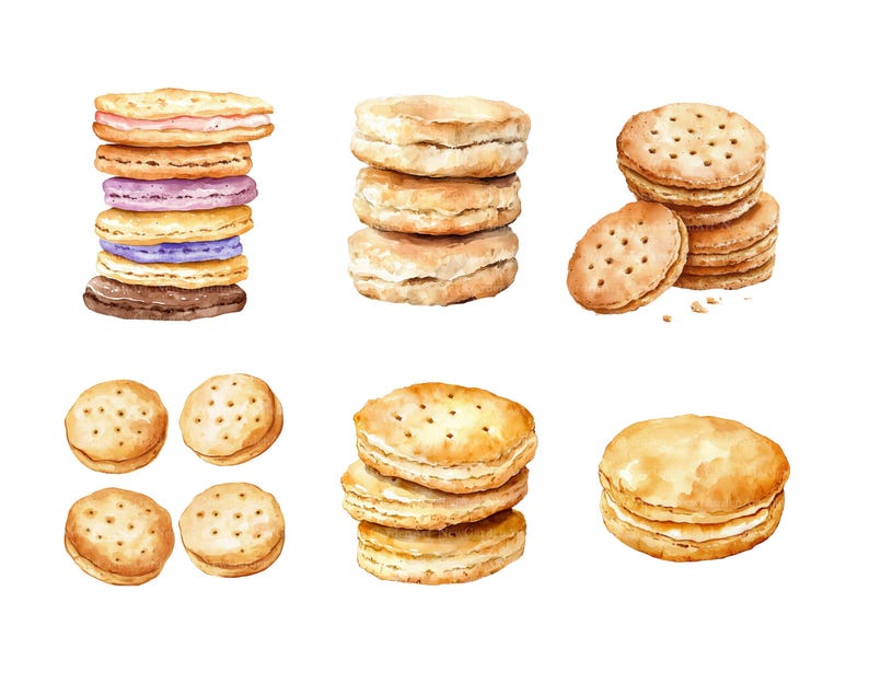 Watercolor Biscuit Clipart Bundle, Biscuit Png, Cookie Clip Art ...