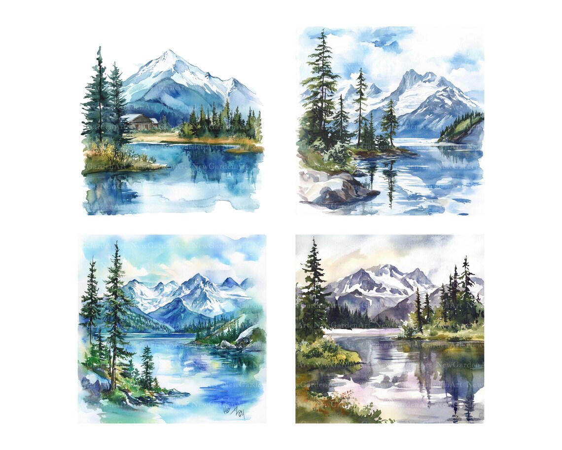 Watercolor Alaska Clipart Bundle, Alaska Png, Alaska Landscape Clip Art ...