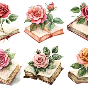 Watercolor Rose Book Clipart, Png Bundle, Clip Art, Illustration ...