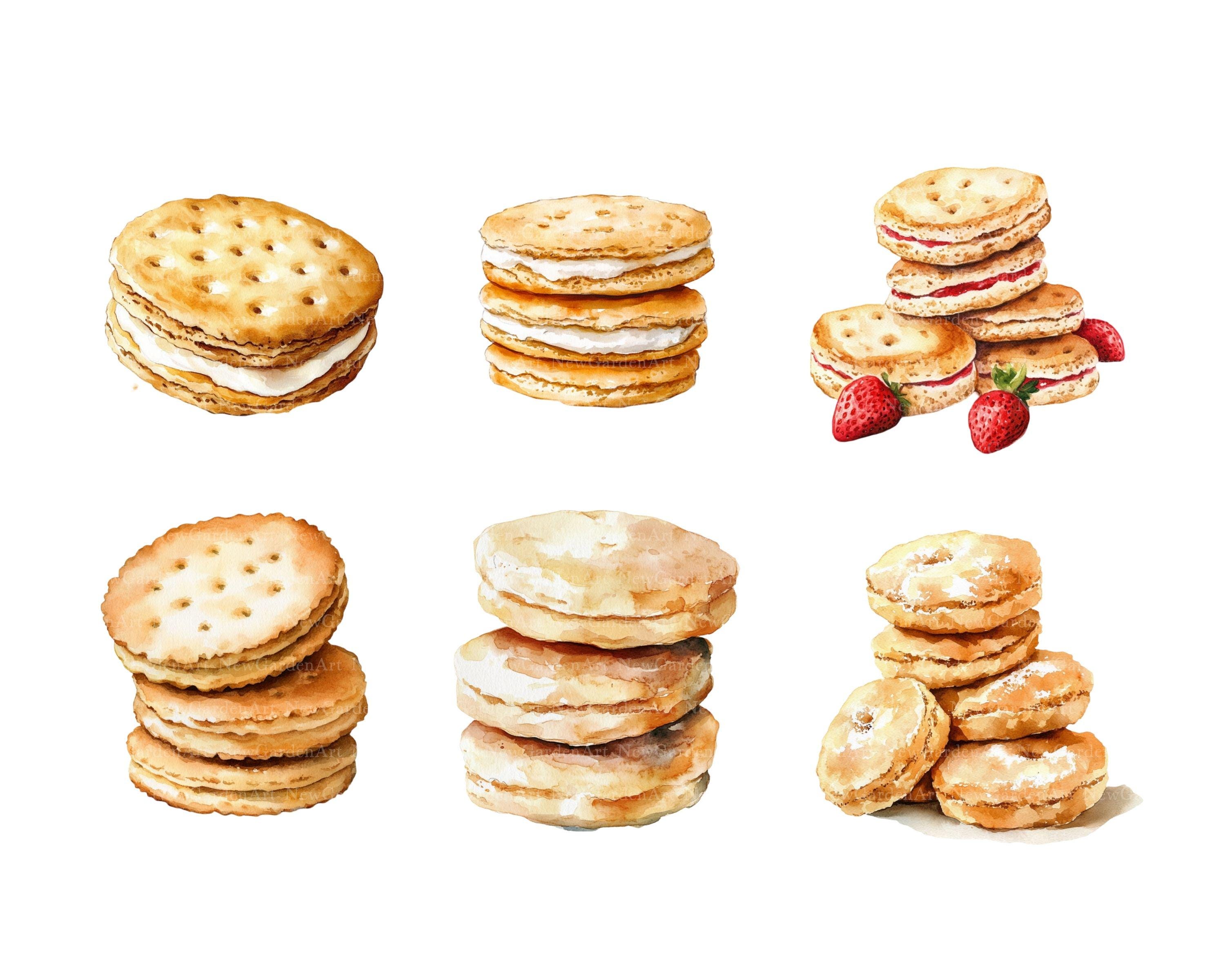 Watercolor Biscuit Clipart Bundle, Biscuit Png, Cookie Clip Art ...