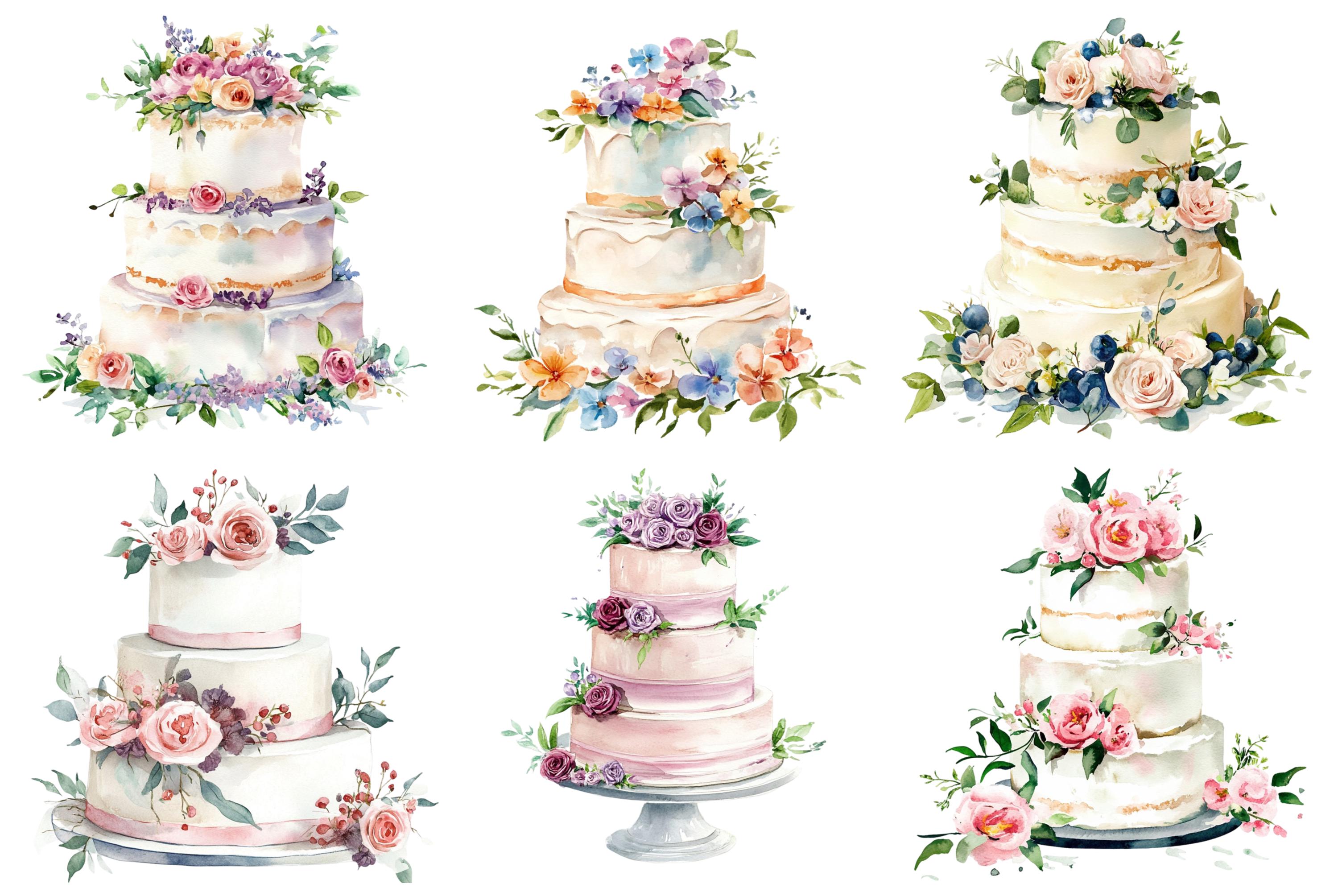 Watercolor Wedding Cake Clipart Bundle, Wedding Cake Png, Cake Clip Art ...