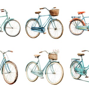 Watercolor Retro Bicycle Clipart, Png Bundle, Vintage Clip Art, Antique ...
