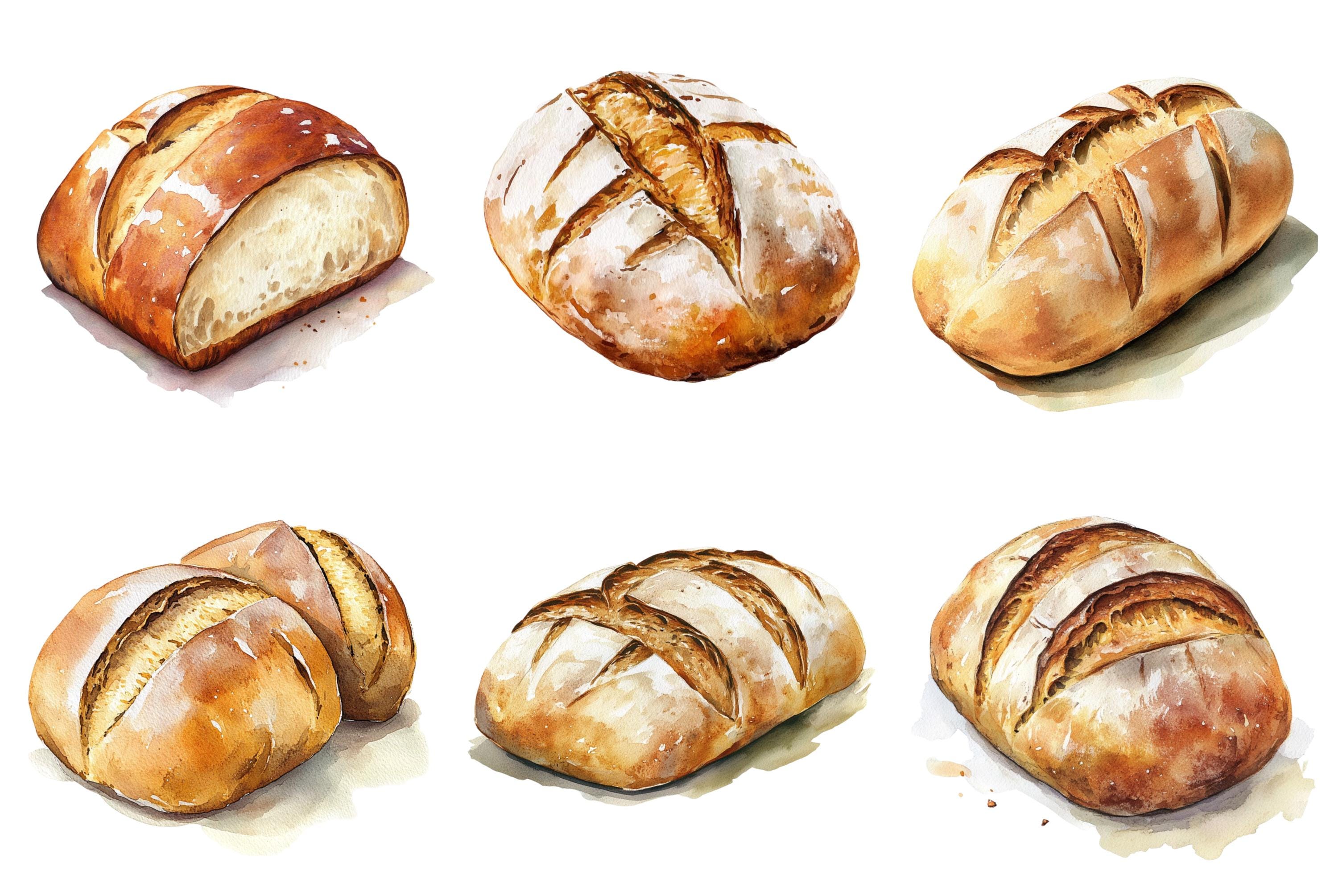 Watercolor Bread Clipart, Bread Png Bundle, Bakery Bread Clip Art ...