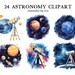 Watercolor Astronomy Clipart, Astronomy Png Bundle, Space Clip Art ...