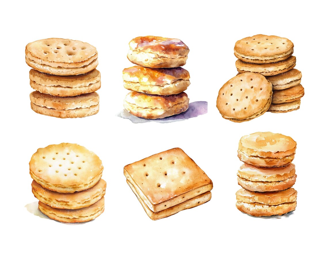 Watercolor Biscuit Clipart Bundle, Biscuit Png, Cookie Clip Art ...