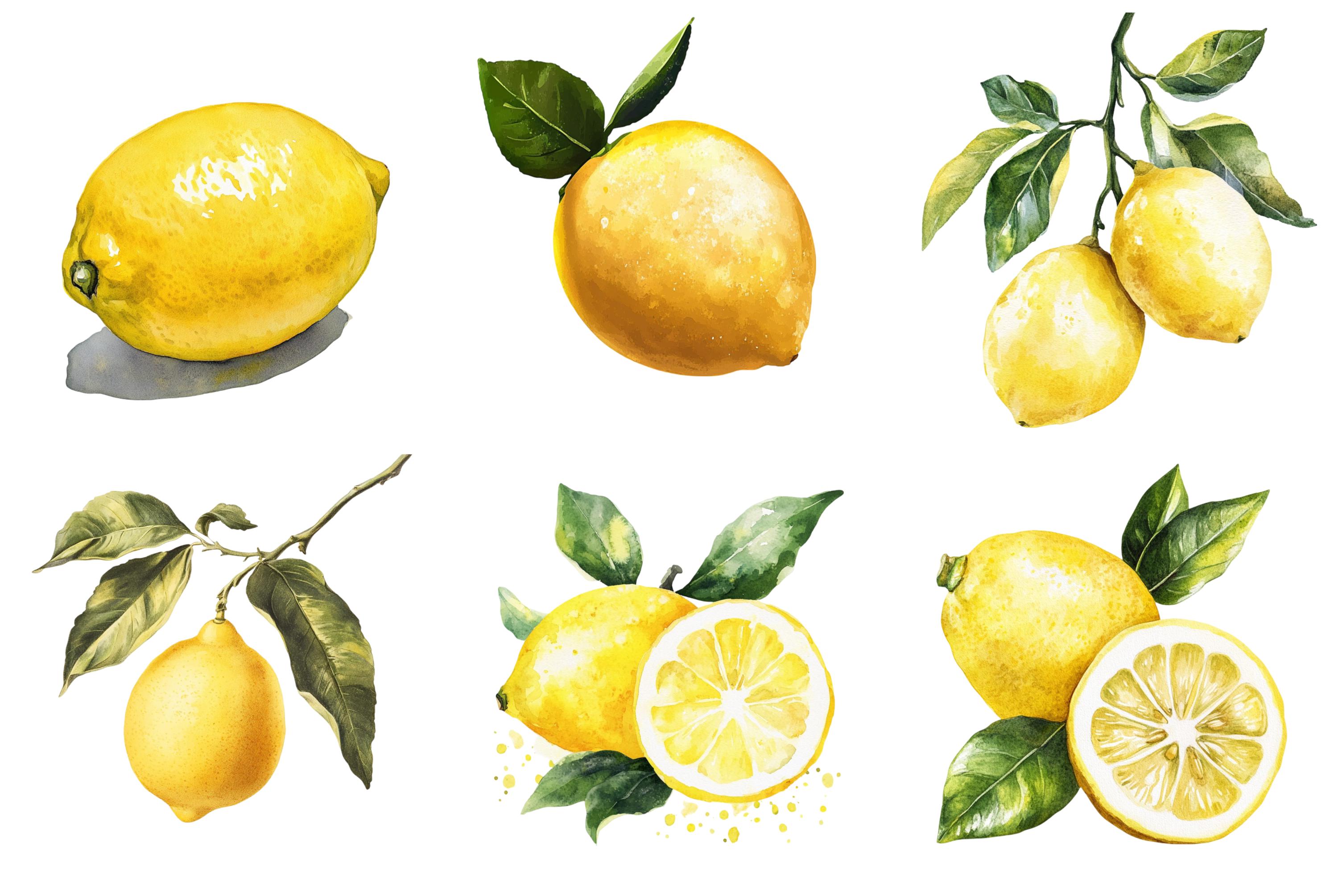 Watercolor Lemon Clipart Bundle, Lemon Png, Fruit Clip Art ...