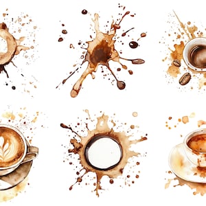 Watercolor Coffee Stain Clipart Bundle, Coffee Stain Png, Coffee ...