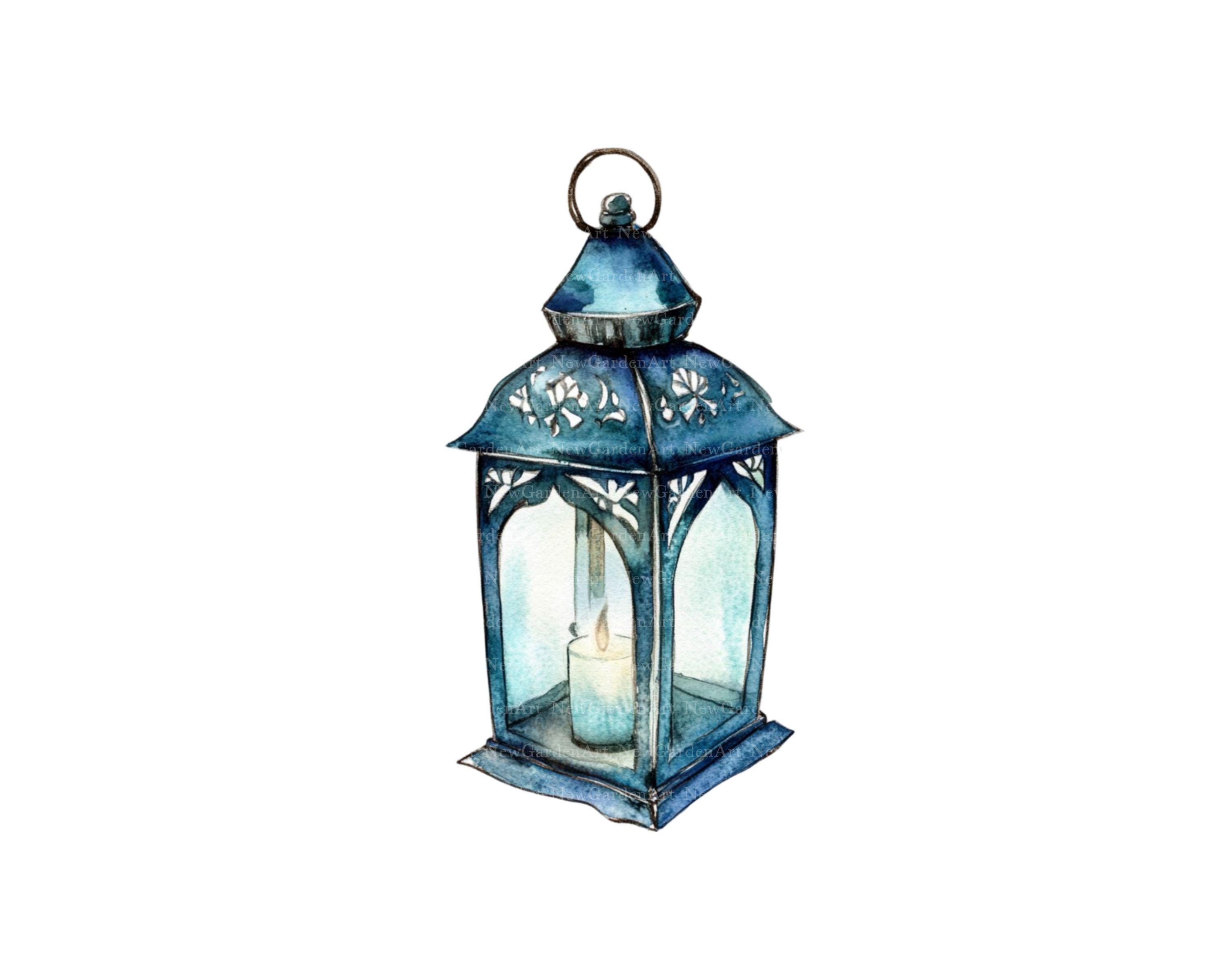 Watercolor Lantern Clipart Bundle, Lantern Png, Vintage Lantern Clip ...