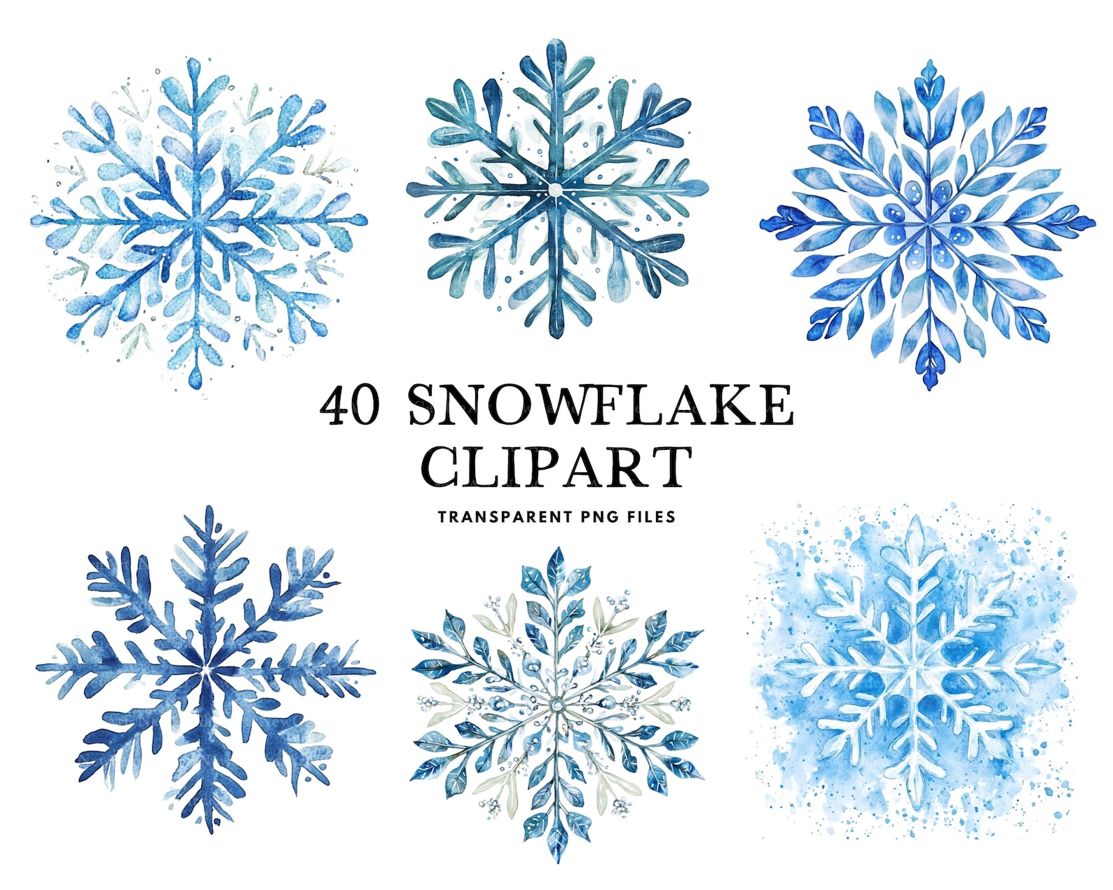 Watercolor Snowflake Clipart Bundle, Snowflake Png, Winter Clip Art ...