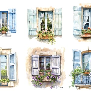 Watercolor French Style Window Clipart, Png Bundle, Clip Art ...