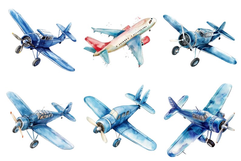 Watercolor Airplane Clipart, Airplane Png Bundle, Plane Clip Art ...