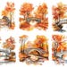 Watercolor Autumn Bridge Clipart, Png Bundle, Clip Art Illustration ...