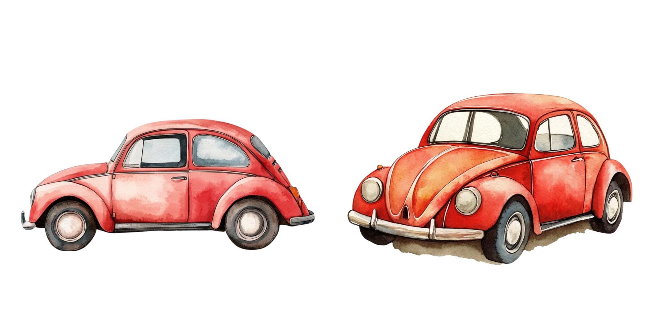 Watercolor Cute Car Clipart Bundle, Cartoon Car Png, Car Clip Art, Cute ...
