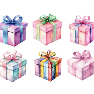 Watercolor Gift Box Clipart Bundle, Gift Box Png, Present Clip Art ...
