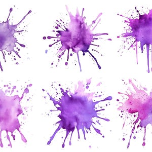 Watercolor Purple Splash Clipart, Png Bundle, Clip Art, Illustration ...