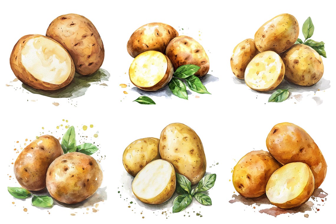 Watercolor Potatoes Clipart, Png Bundle, Vegetable Clip Art ...
