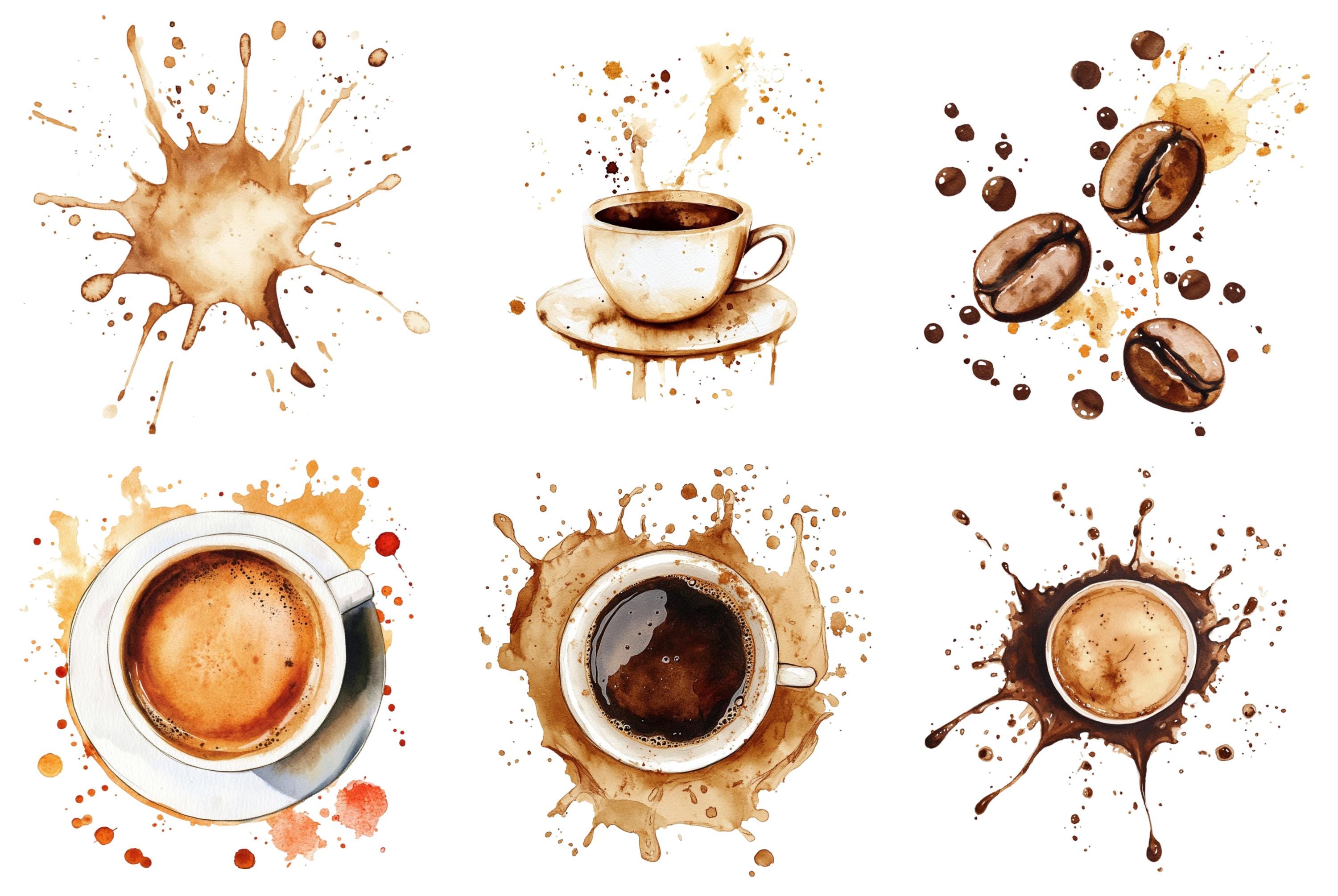 Watercolor Coffee Stain Clipart Bundle, Coffee Stain Png, Coffee ...