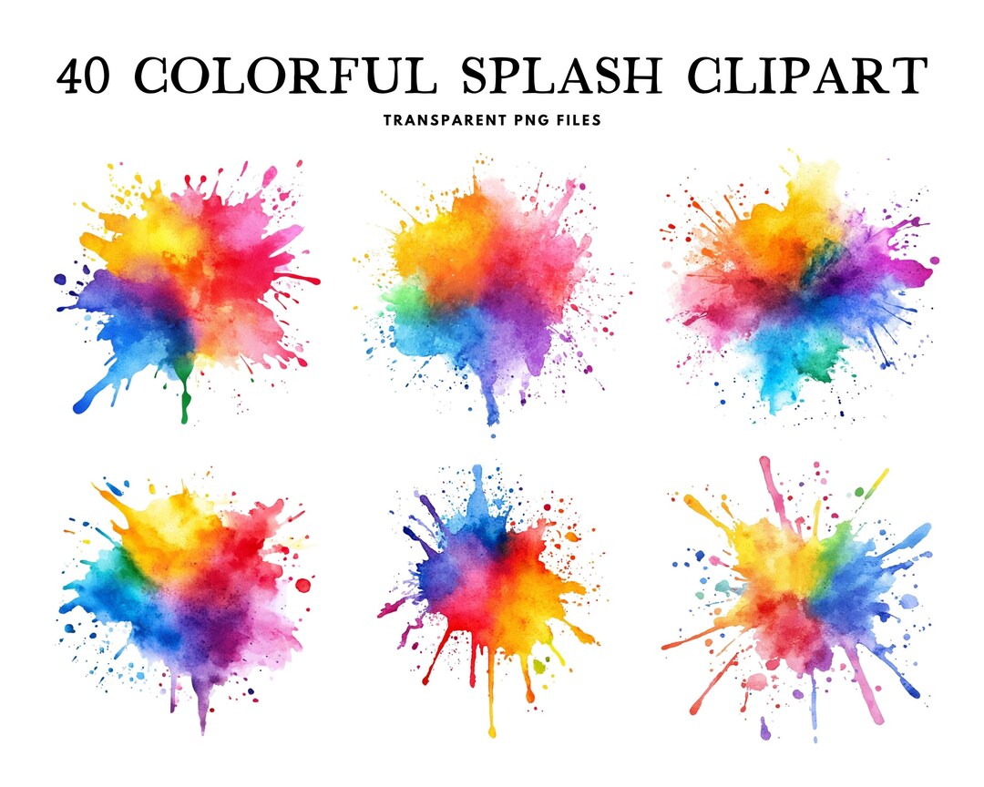 Watercolor Colorful Splash Clipart Bundle, Colorful Splash Png ...