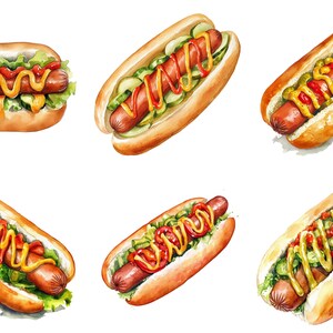 Watercolor Hot Dog Clipart, Png Bundle, Fast Food Clip Art ...