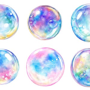 Watercolor Soap Bubble Clipart, Png Bundle, Clip Art, Illustration ...