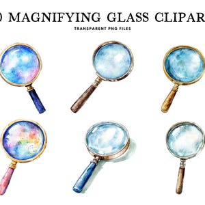 Watercolor Magnifying Glass Clipart, Png Bundle, Clip Art, Illustration ...