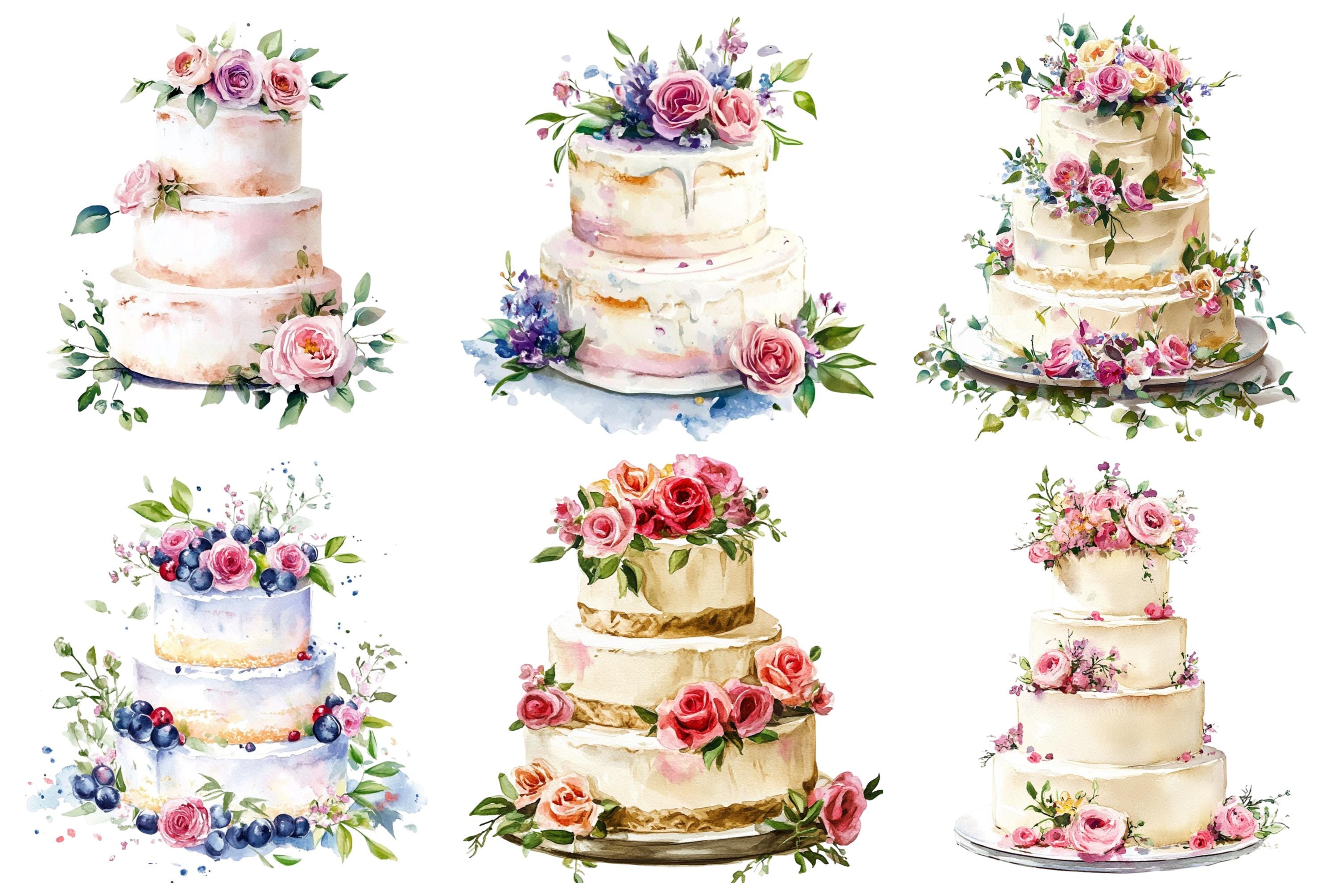 Watercolor Wedding Cake Clipart Bundle, Wedding Cake Png, Cake Clip Art ...