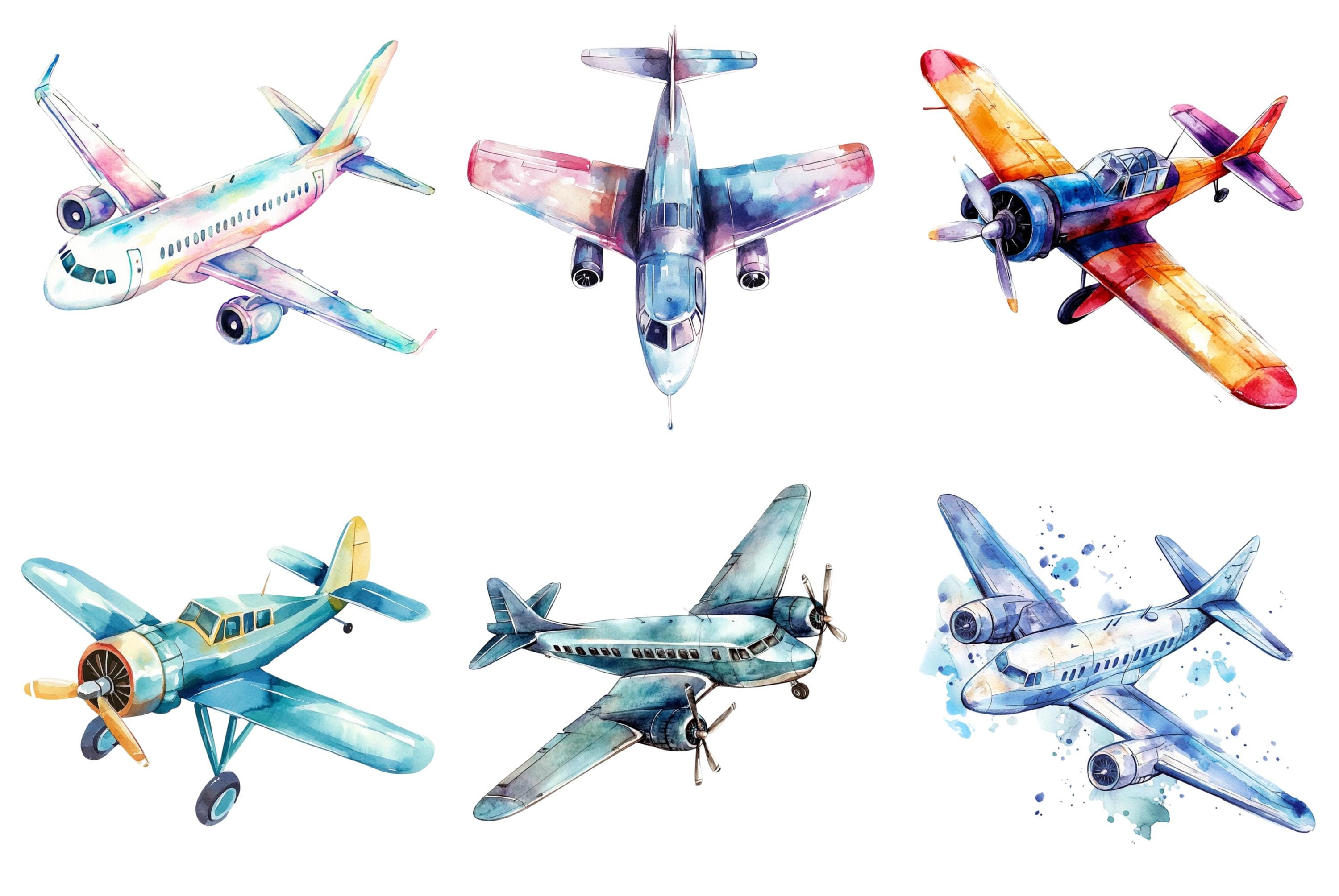 Watercolor Airplane Clipart, Airplane Png Bundle, Plane Clip Art ...
